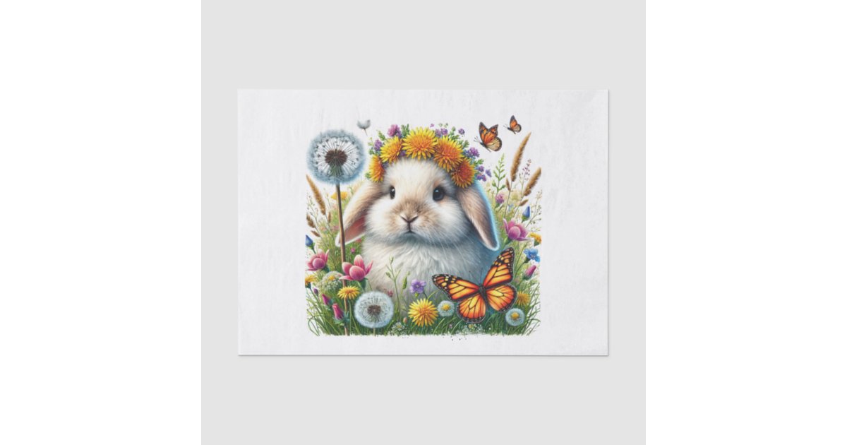 Cute woodland animals decoupage rabbit tissue paper | Zazzle