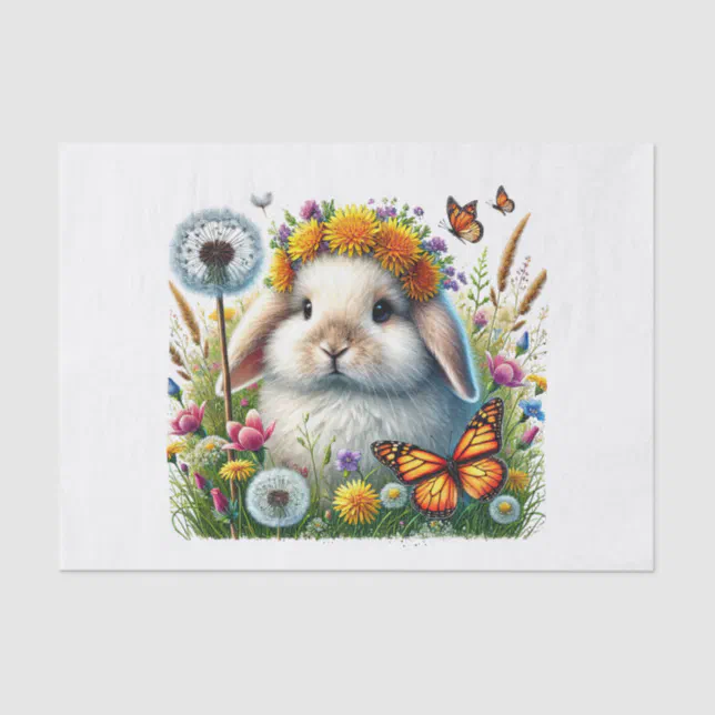 Cute woodland animals decoupage rabbit tissue paper | Zazzle