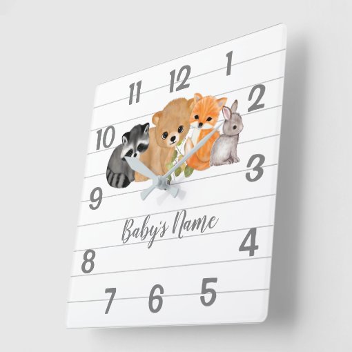 Cute Woodland Animals Nursery Decor Wall Clocks | Zazzle