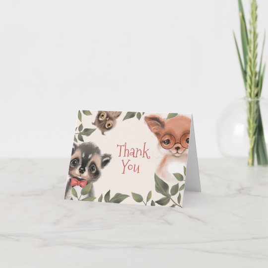 Cute Woodland Animals Thank You Card | Zazzle.com