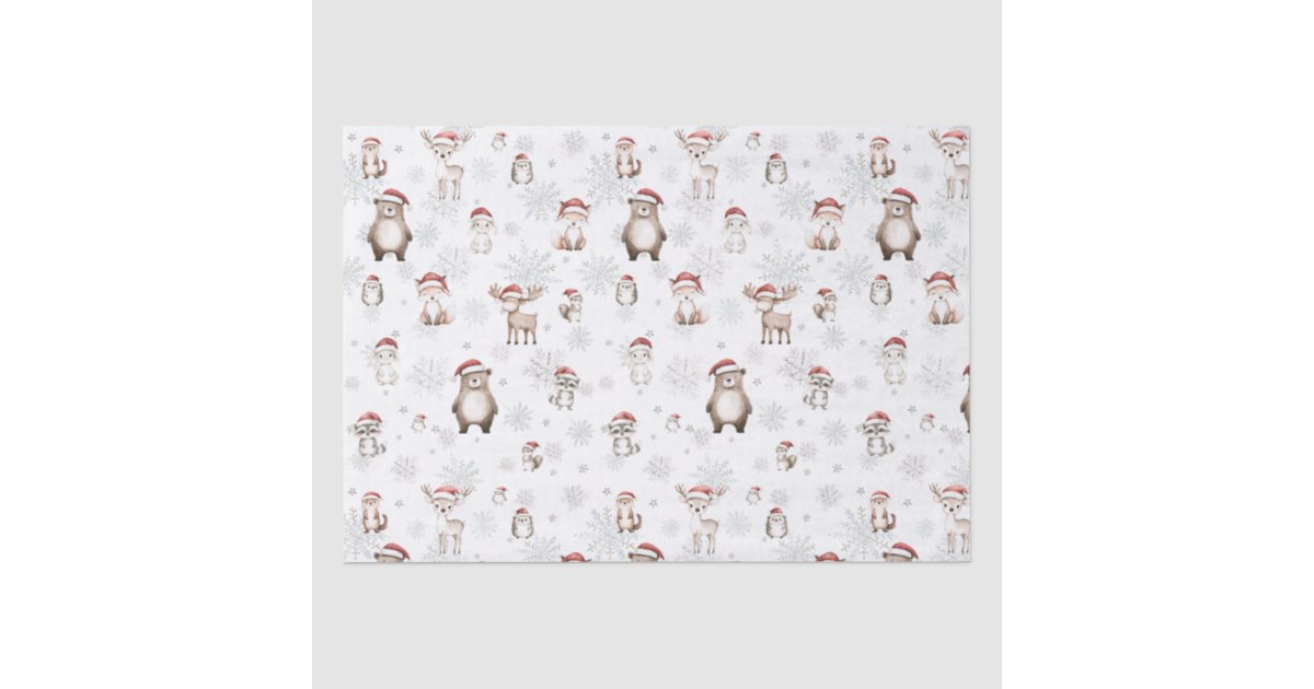 Cute Woodland Animals Winter Wonderland Decoupage Tissue Paper | Zazzle
