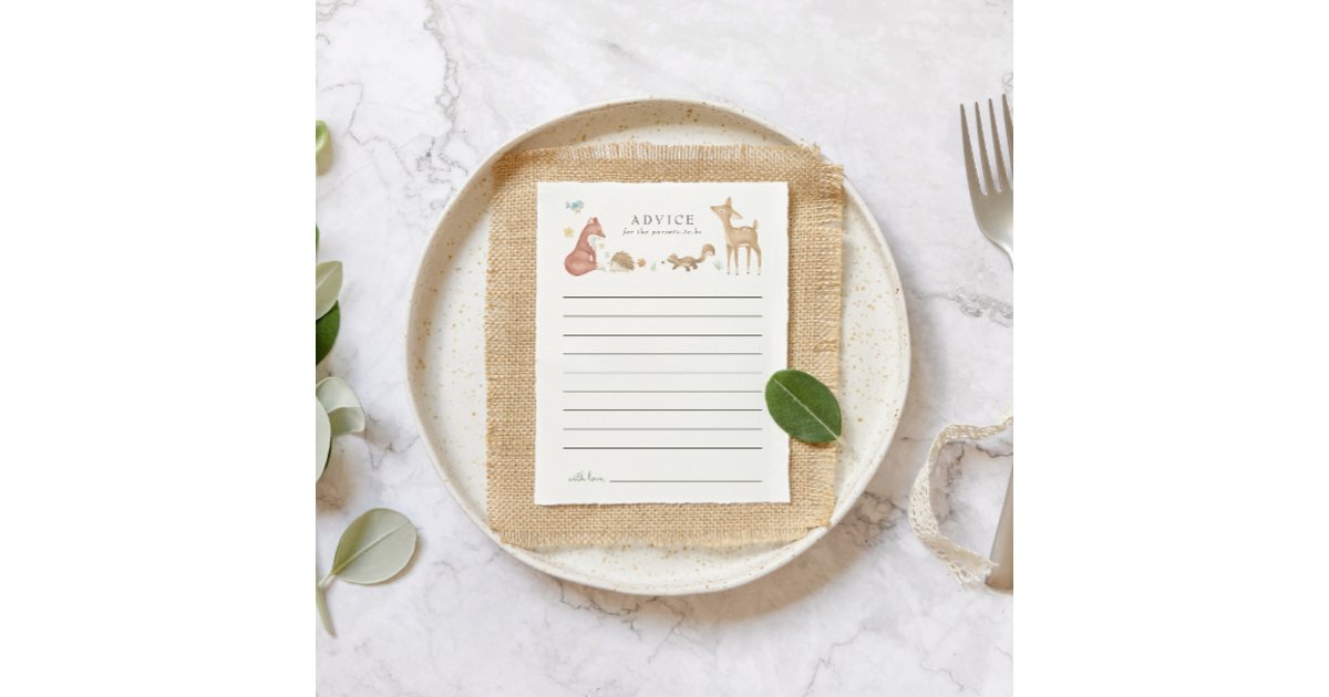 Cute Woodland Baby Shower Advice Card | Zazzle