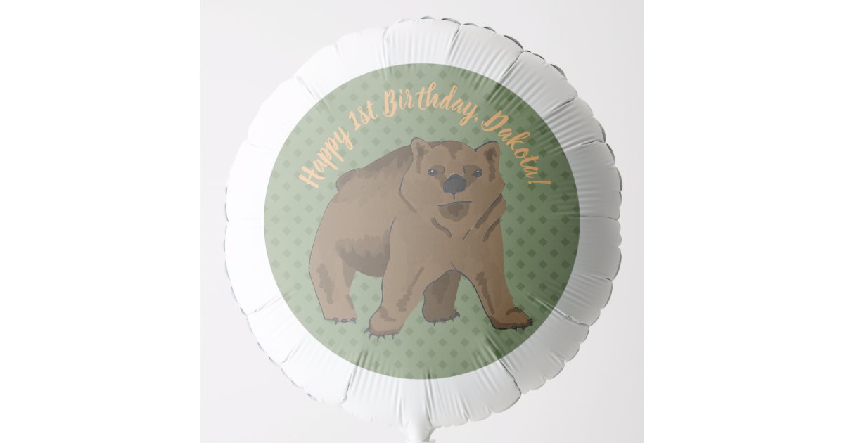 Cute Woodland Bear Cub Birthday Balloon | Zazzle