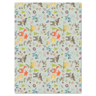 Cute Woodland Creatures Animal Pattern Tissue Paper | Zazzle