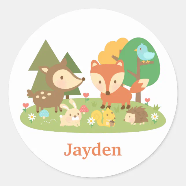 Cute Woodland Forest Animal For Kids Classic Round Sticker | Zazzle