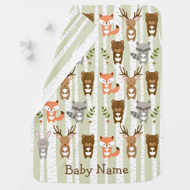 Cute Woodland Forest Animal Receiving Blanket | Zazzle