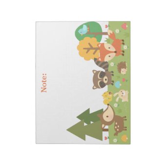 Cute Woodland Forest Animals and Creatures Notepad | Zazzle