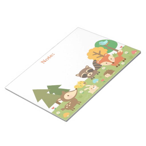 Cute Woodland Forest Animals and Creatures Notepad | Zazzle