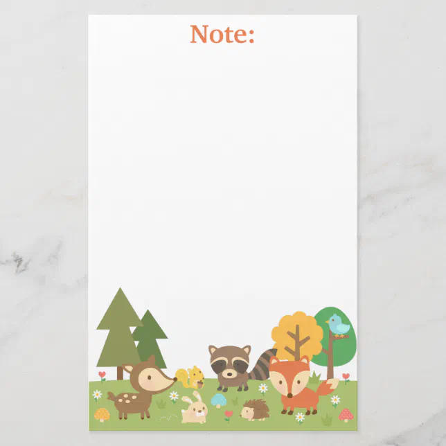 Cute Woodland Forest Animals and Creatures Stationery | Zazzle