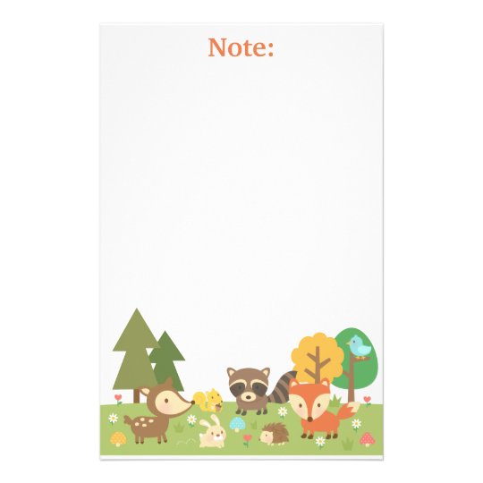 Cute Woodland Forest Animals and Creatures Stationery | Zazzle.com