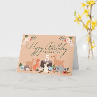Cute Woodland Forest Animals Birthday Card | Zazzle