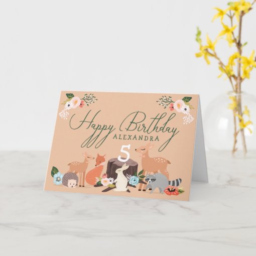 Cute Woodland Forest Animals Birthday Card | Zazzle