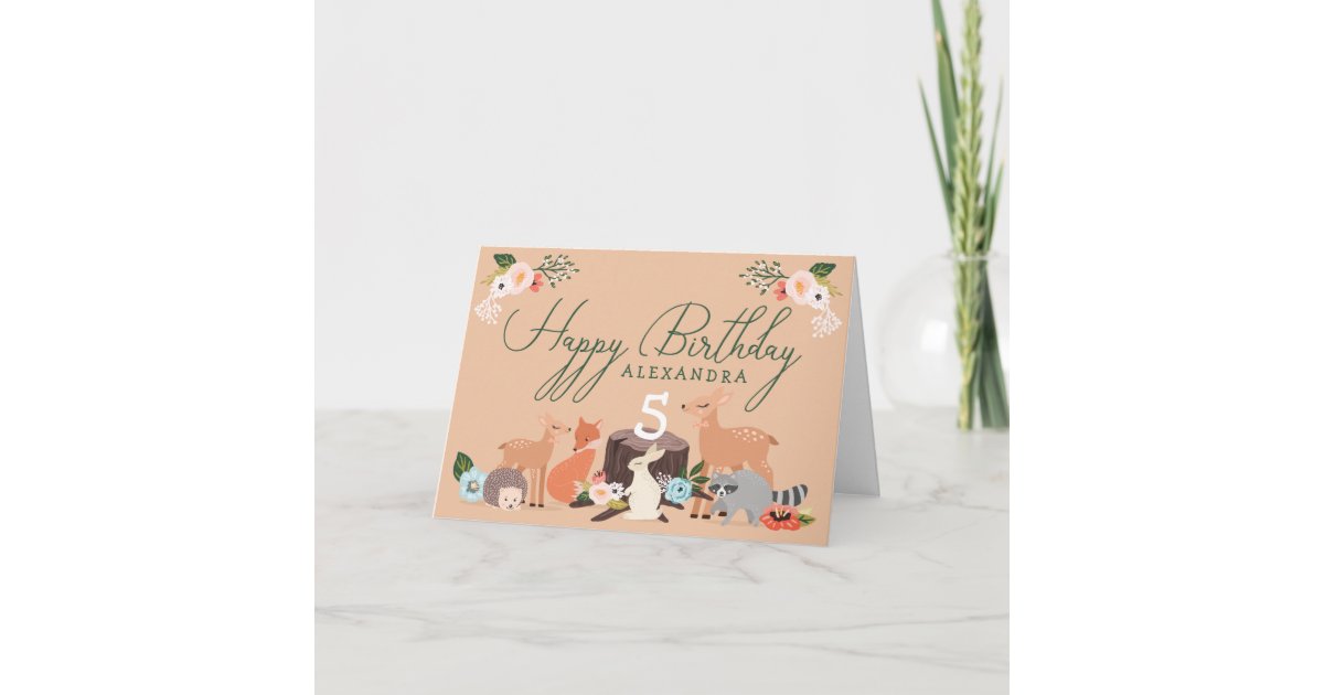 Cute Woodland Forest Animals Birthday Card | Zazzle