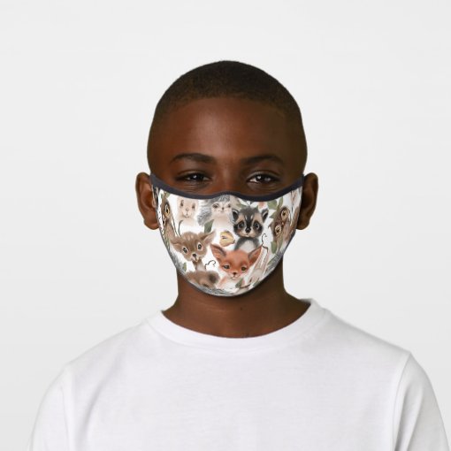 Cute Woodland Forest Animals Premium Face Mask | Zazzle