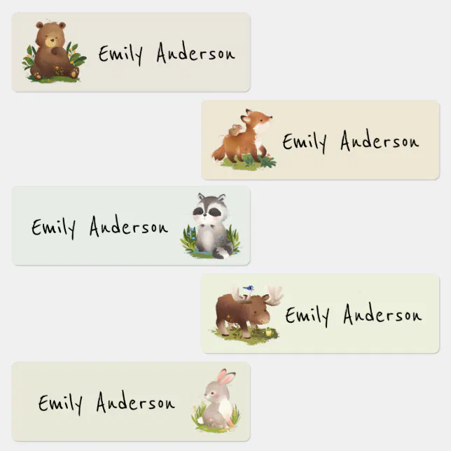 Cute Woodland Forest Animals School Daycare Labels | Zazzle