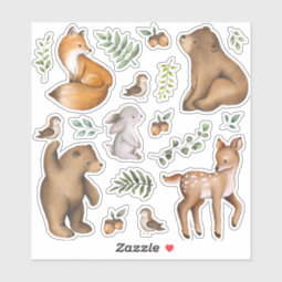 Cute Woodland Forest Animals Scrapbook Stationery Sticker | Zazzle