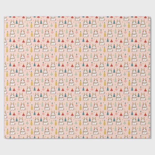 Cute Woodland Forest Bunny Rabbit Christmas Wrapping Paper | Zazzle
