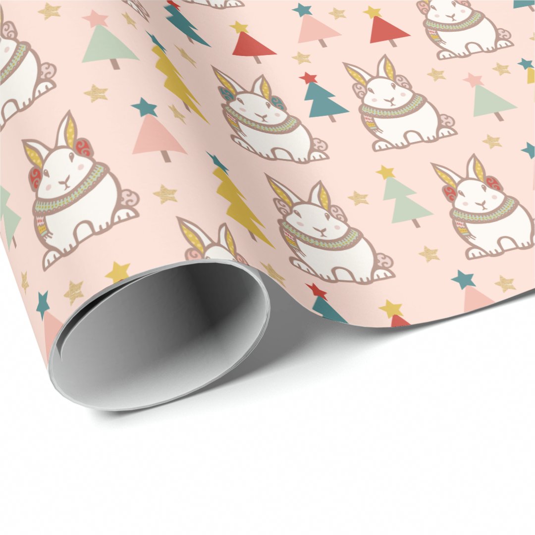 Cute Woodland Forest Bunny Rabbit Christmas Wrapping Paper | Zazzle