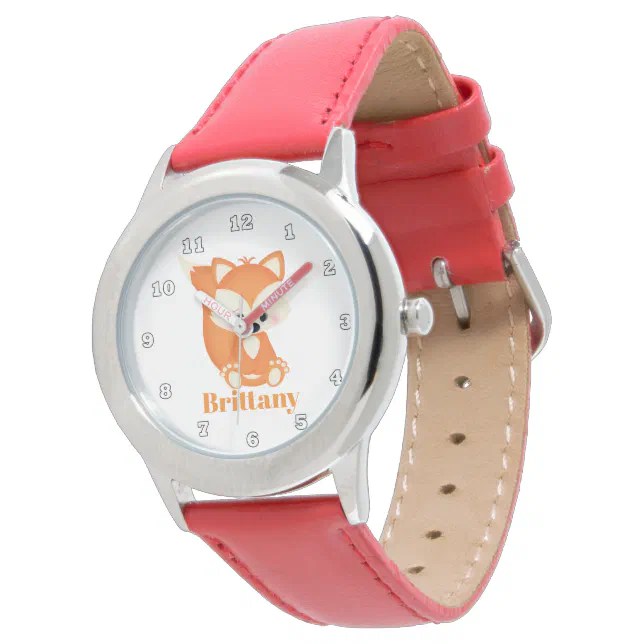 Cute woodland fox add name watch | Zazzle