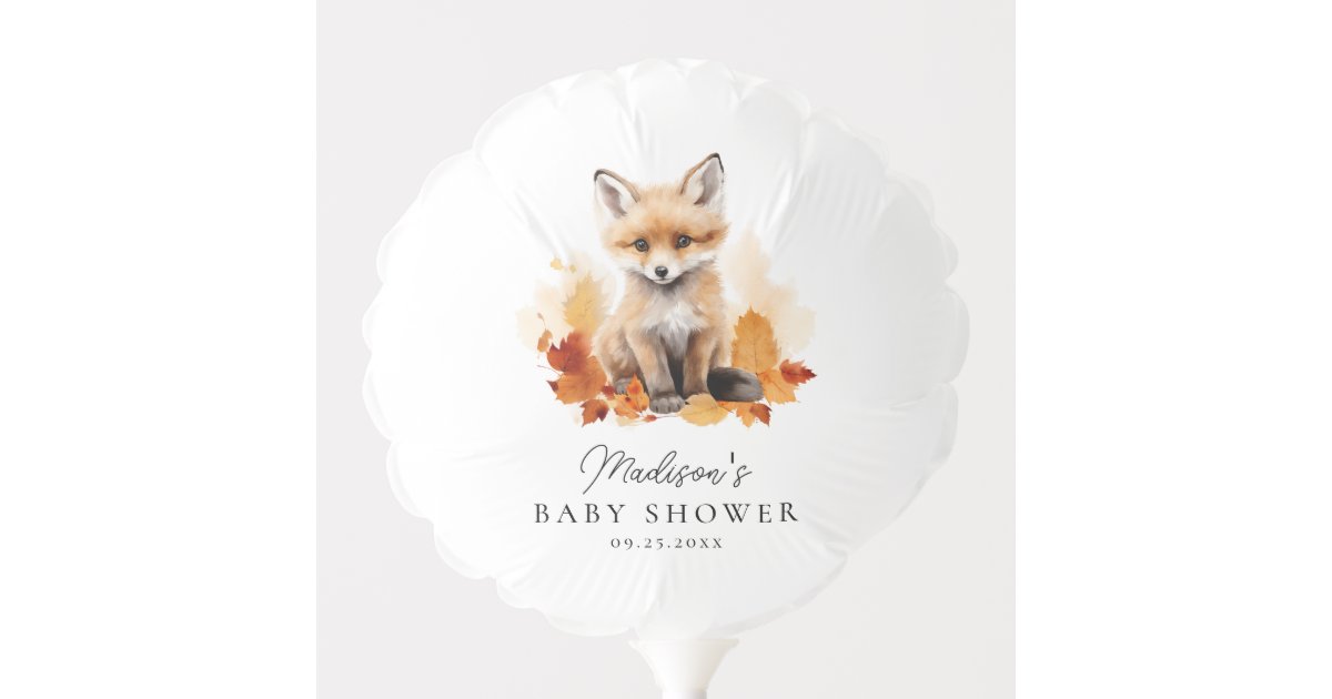 Cute Woodland Fox Fall Baby Shower Balloon | Zazzle