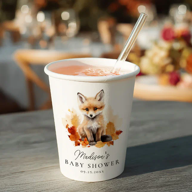 Cute Woodland Fox Fall Baby Shower Paper Cups | Zazzle