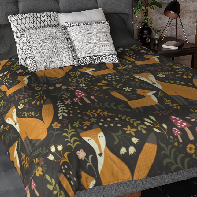 Cute Woodland Fox Pattern Bedroom or Nursery Duvet Cover | Zazzle