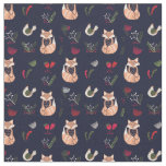 Cute Woodland Fox Pattern Fabric | Zazzle