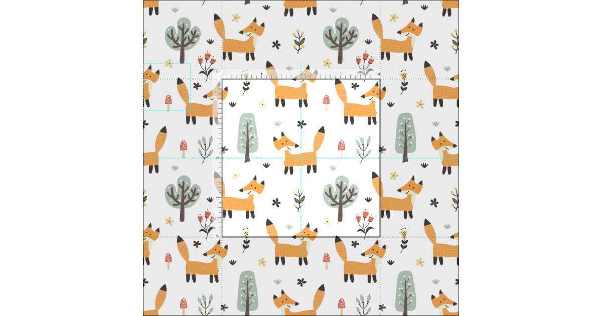 Cute Woodland Fox Pattern Fabric | Zazzle