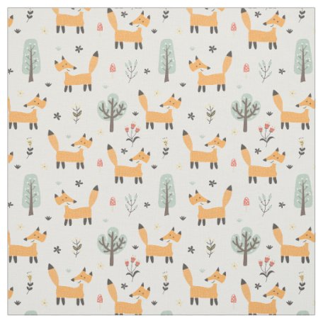 Cute Baby Fox | Woodland Animal Fabric | Zazzle.com