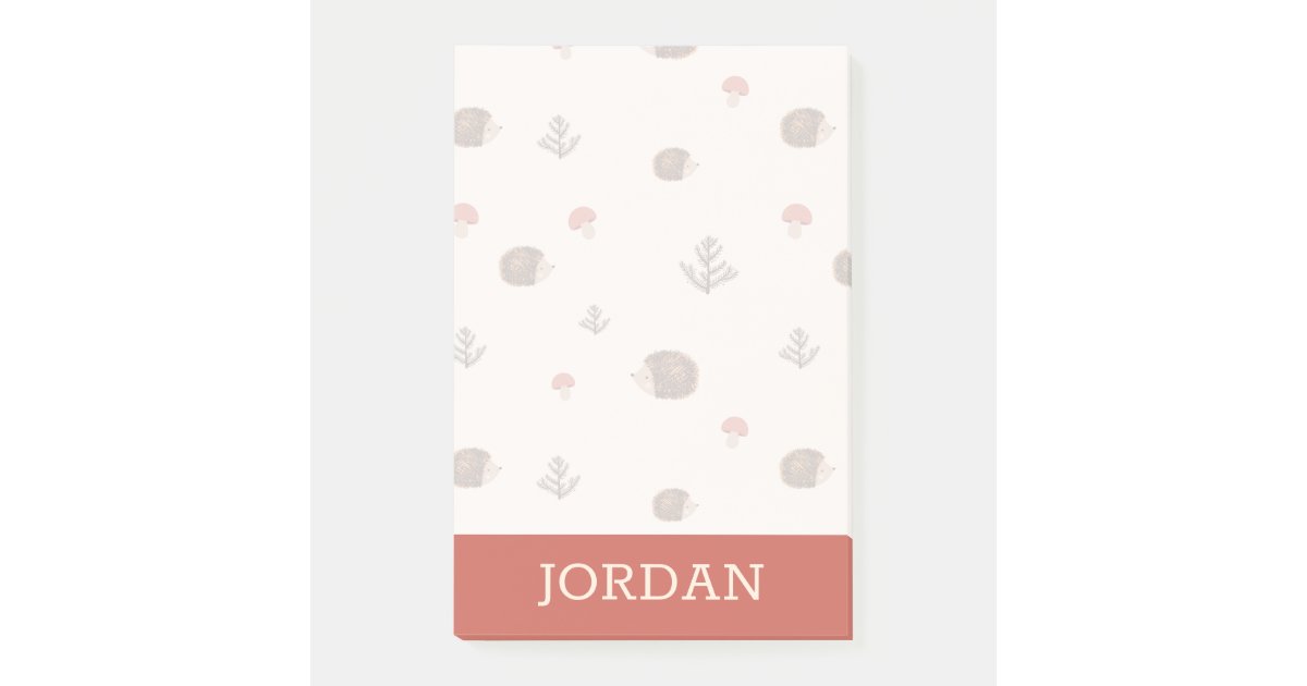 Cute Woodland Hedgehog & Mushroom Pattern Post-it Notes | Zazzle