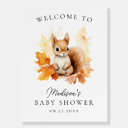 Cute Woodland Squirrel Baby Shower Welcome Sign | Zazzle