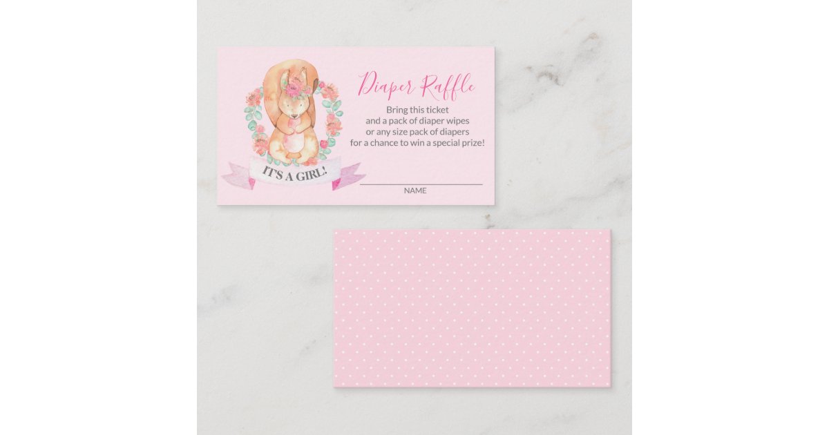 Cute Woodland Squirrel Diaper Raffle Ticket | Zazzle