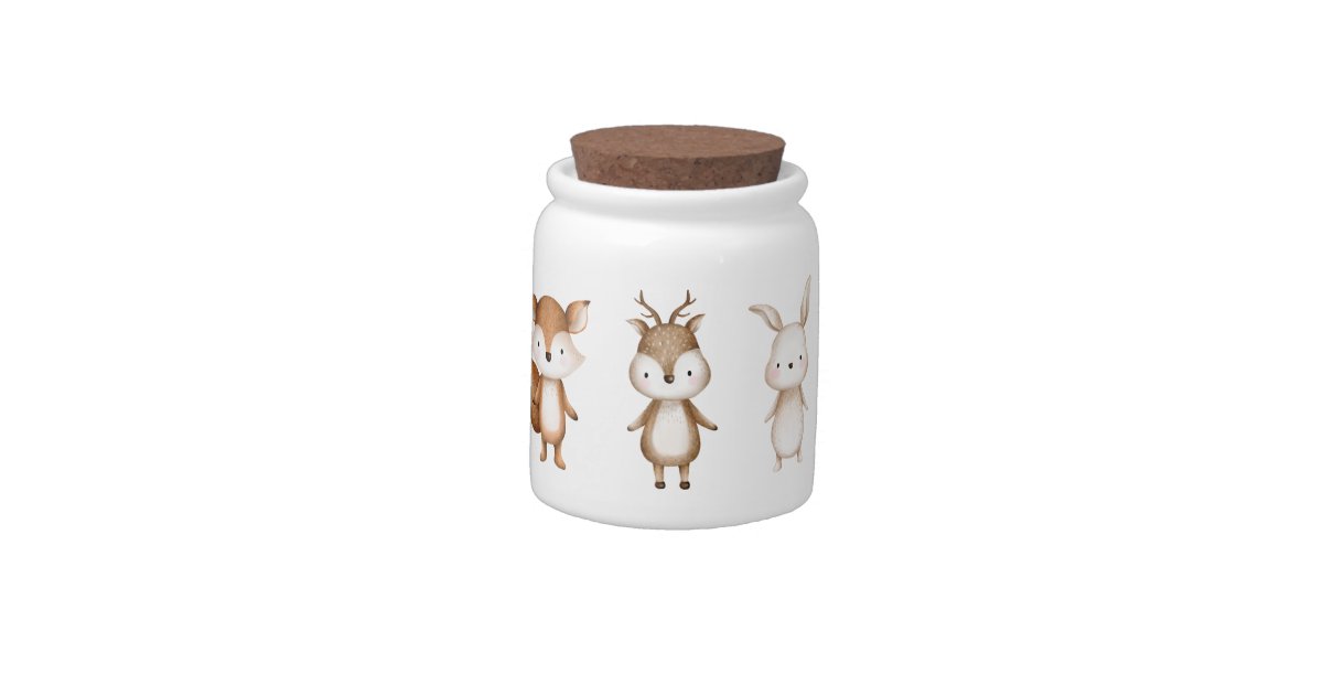 Cute Woodland Sweeties Forest Animal Babies Candy Jar | Zazzle