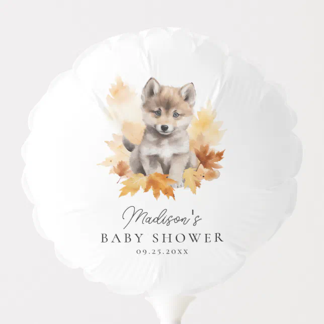 Cute Woodland Wolf Fall Baby Shower Balloon | Zazzle