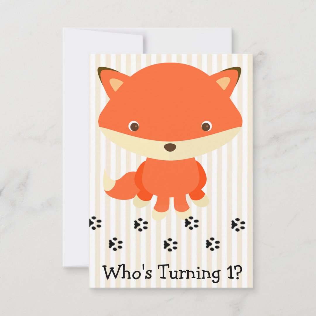 Cute Woodlands Fox 1st Birthday Party Invitation | Zazzle