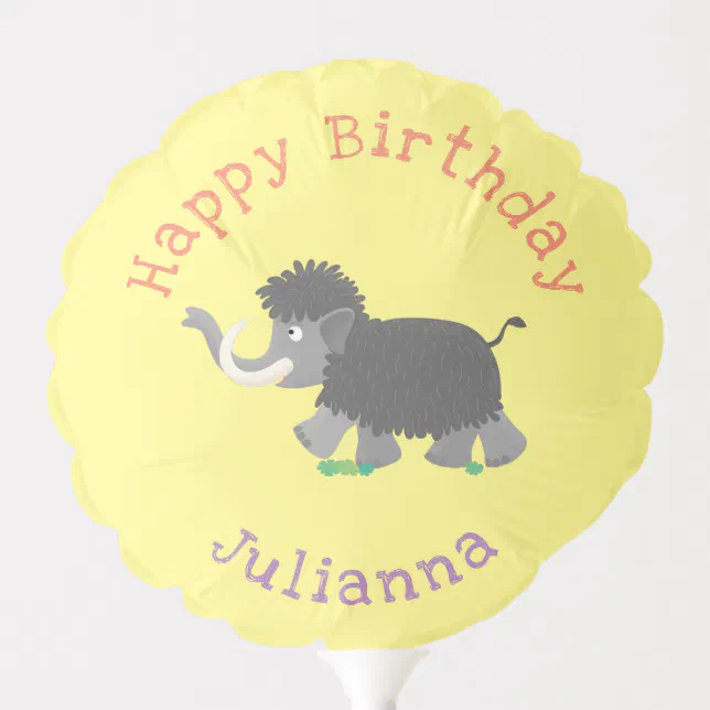 Cute woolly mammoth cartoon illustration balloon | Zazzle
