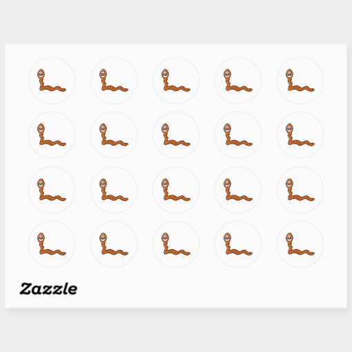 Cute Worm Classic Round Sticker | Zazzle