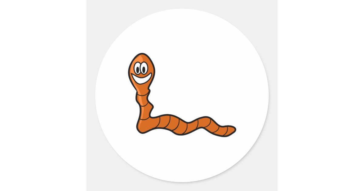 Cute Worm Classic Round Sticker | Zazzle