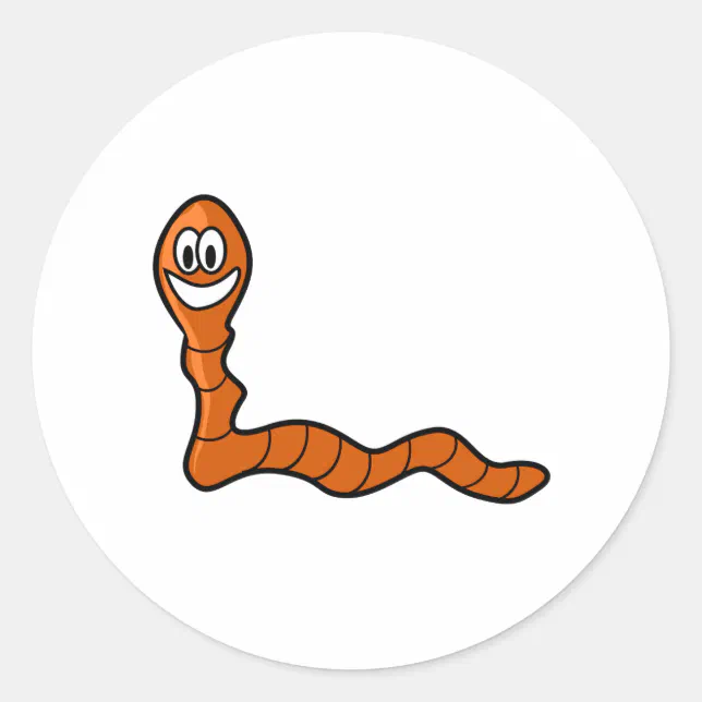 Cute Worm Classic Round Sticker | Zazzle