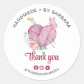 Cute Yarn Heart Knitting Needles Thank you Classic Round Sticker | Zazzle