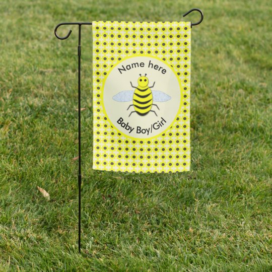 Cute Yellow Baby Bee Gender Reveal Neutral Custom Garden Flag | Zazzle.com