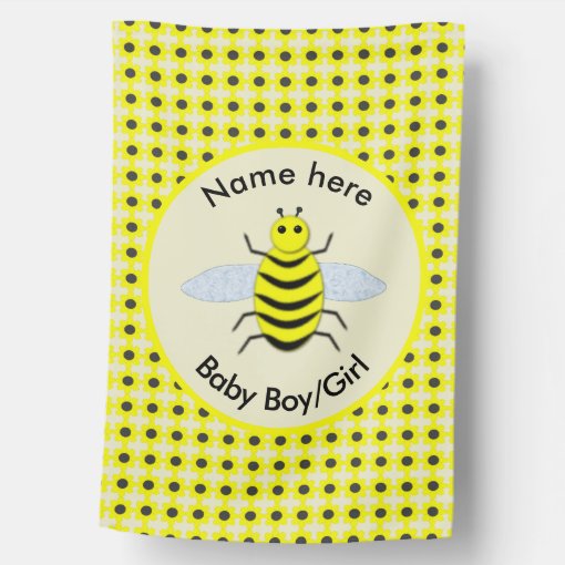 Cute Yellow Baby Bee Gender Reveal Neutral Custom House Flag | Zazzle