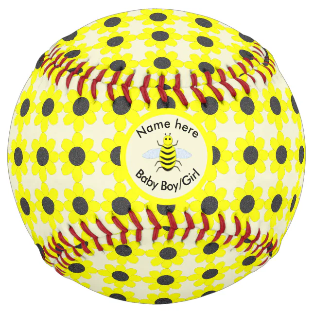 Cute Yellow Baby Bee Gender Reveal Neutral Custom Softball | Zazzle