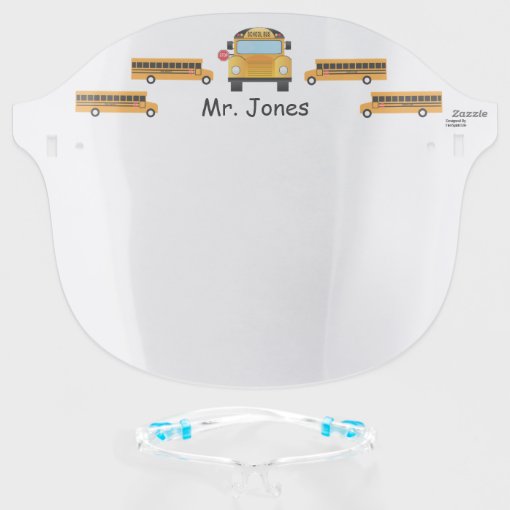 Cute Yellow Back to School Bus Driver Teacher Face Shield | Zazzle