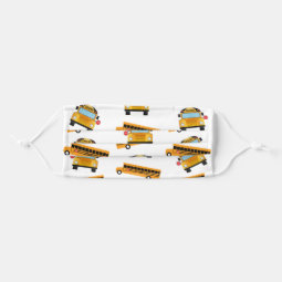 Cute Yellow Back to School Bus Driver Teacher Fun Adult Cloth Face Mask ...