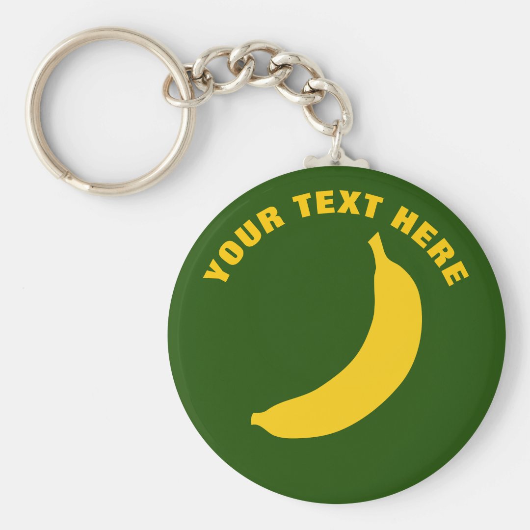 Cute yellow banana fruit custom button keychains | Zazzle