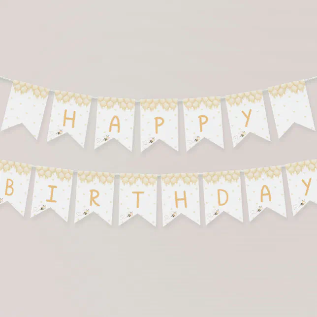 Cute Yellow Bee Honey First Bee-day Bunting Flags | Zazzle
