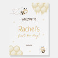 Cute Yellow Bee Honey First Bee-day Welcome Sign | Zazzle