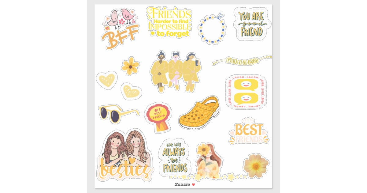 Cute Yellow Best Friend’s, Besties BFF Stickers | Zazzle