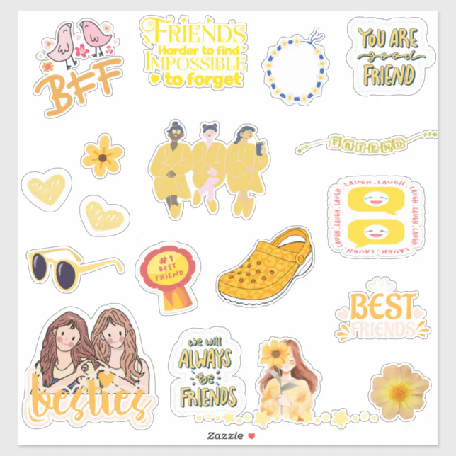 Cute Yellow Best Friend’s, Besties BFF Stickers | Zazzle